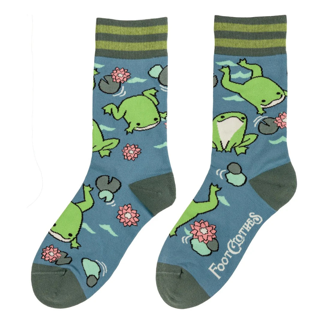 Hoppy Days Frog Crew Socks by Foot Clothes