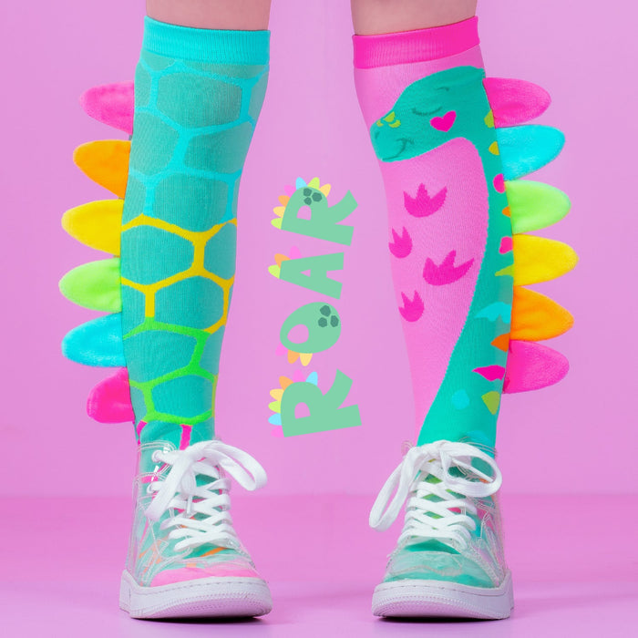 Madmia Pink Roar Dinosaur Knee High Socks