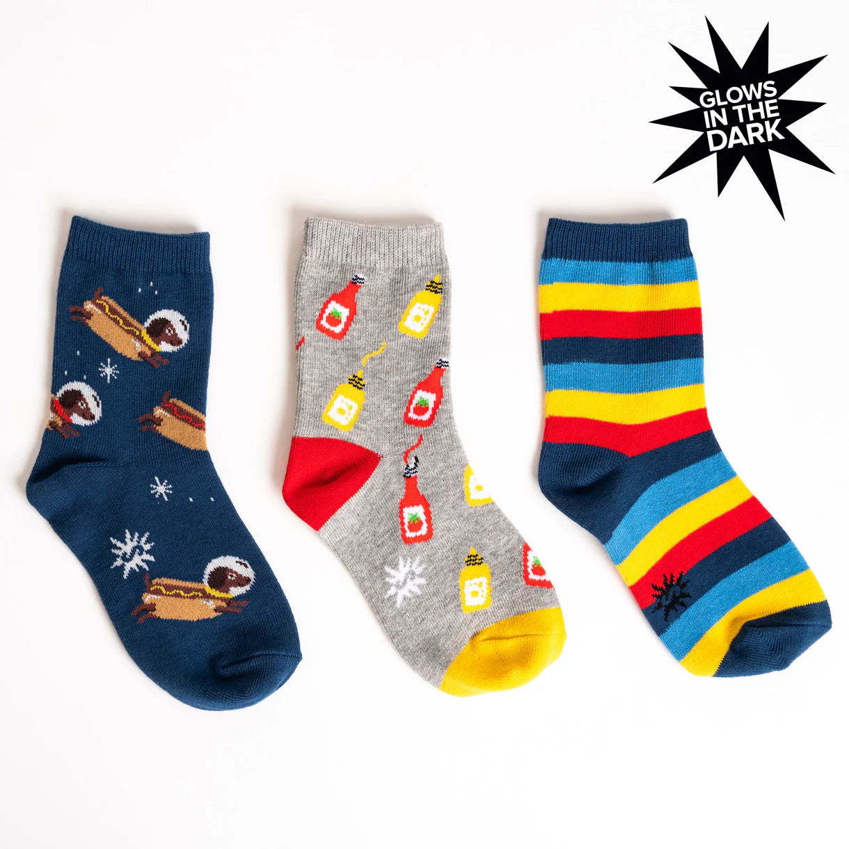 Weiner Dogs, in Space Kid's Crew Socks - 3 Pack