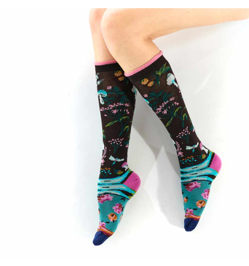 Forest Women's Fuzzy Cuff Knee High Socks