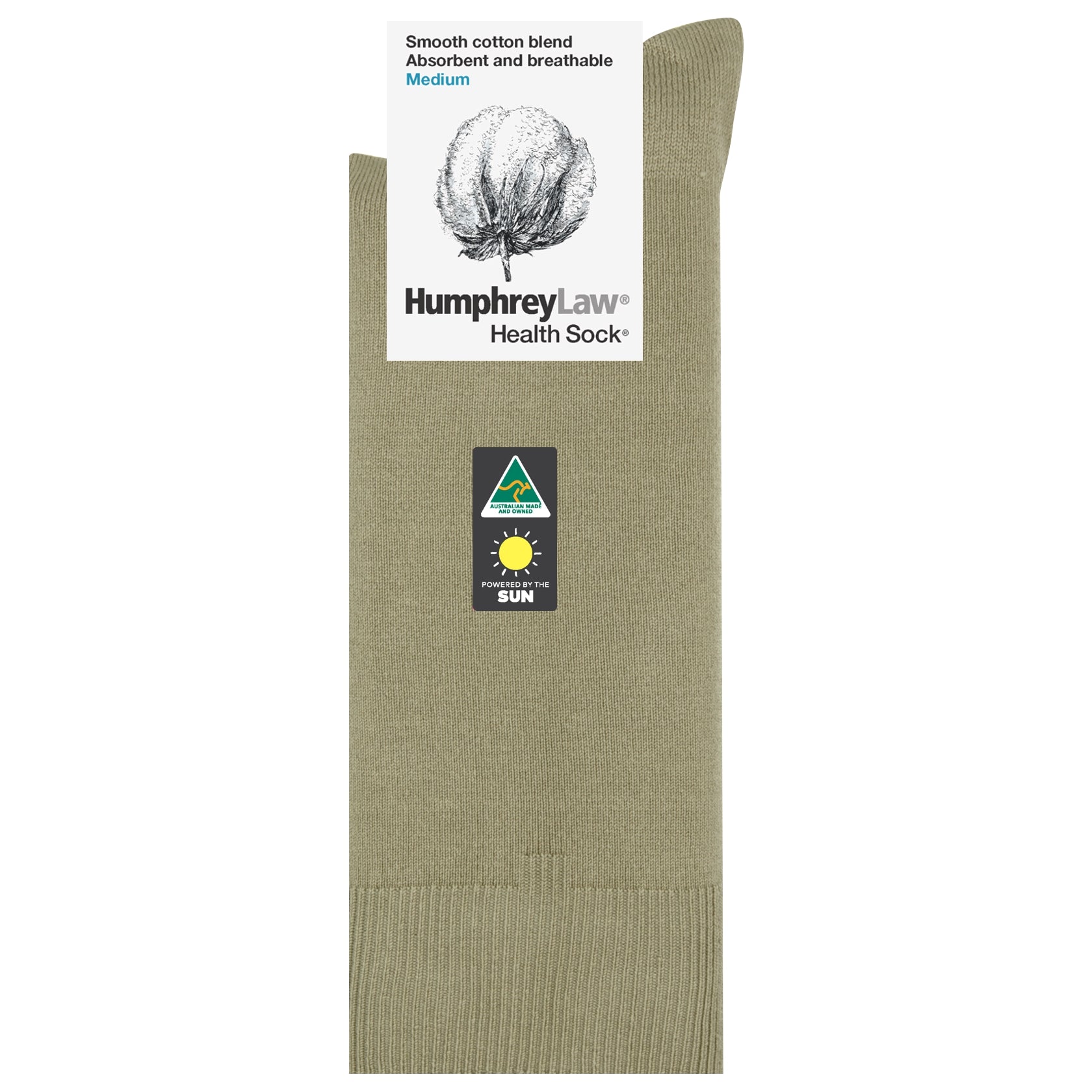 Mercerised Cotton Crew Socks in Stone Beige | Humphrey Law, Aussie Made