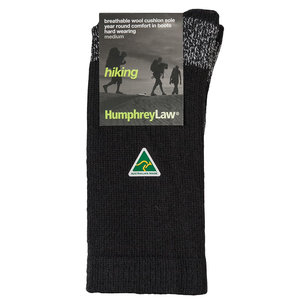 Merino Wool Hiking Socks with Coolmax in Black | Humphrey Law, Aussie Made