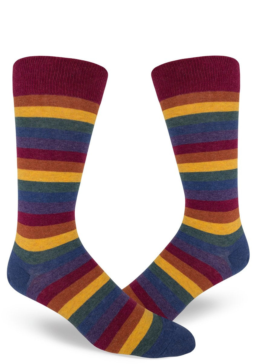 Rainbow Striped Men's Crew Socks | Stylish Comfort